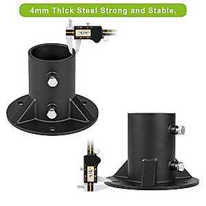 Insaga Chain Link Fence Pole Floor Flange, 2.5" Base Flange, Heavy Solid Fence Post Concrete Mount for Holding The Fence/Mailbox/Flag Round Posts(OD 2-3/8''), Bolts/Side Screws are Included, 1Piece