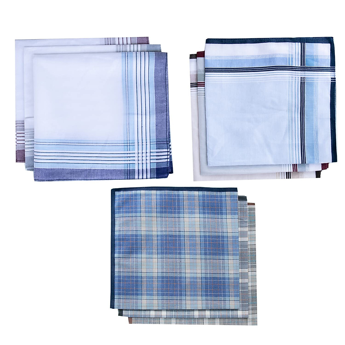 SrffbreMeOly Assorted Men's Handkerchief Plaid 100% Cotton Handkerchiefs Soft Soft Gift Set Hankies 6Pieces