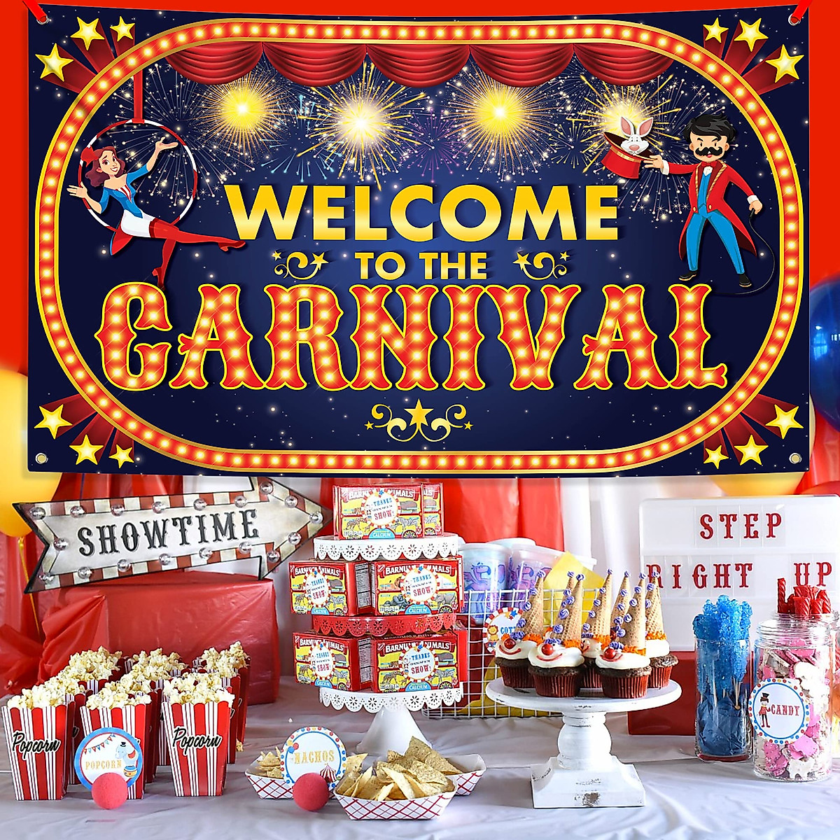 KatchOn, Welcome to The Carnival Banner - XtraLarge, 72x44 Inch, Carnival Decorations | Carnival Backdrop for Birthday Party | Carnival Theme Party Decorations for Event | Carnival Party Decorations