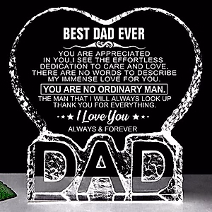 ZHSHWAT Gift for Dad,to My Dad Heart-Shaped Crystal Fathers Day Anniversary Birthday Gifts for Dad from Daughter, Son, Kids