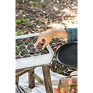 Fancy Panz Premium Dress Up & Protect Your Foil Pan, Made in USA. Hot/Cold Gel Pack, One Half Sized Foil Pan & Serving Spoon Included. Stackable for easy travel. (Marble)