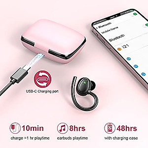 Bluetooth 5.3 Headphones Wireless Earbuds with Mic IP7 Waterproof Sport Earphones Over Ear Buds Stereo Deep Bass with Earhooks, Noise Cancelling Earbud for Workout/Running iOS Android TV Phone Laptop