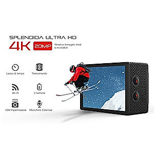 COOAU 4K 20MP WiFi Action Camera External Microphone Remote Control Underwater 40M Waterproof Sport Camera Time Lapse with 2X1200mAh Batteries and 20 Accessories