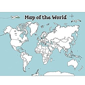 MWB Blank World Map Poster For Kids - Educational World Map Poster with Dry Erase Marker for Classroom or Home | Earth Wall Map for Kids | 18" x 24" Laminated Poster