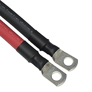 2/0 AWG 2/0 Gauge Red + Black Pure Copper Battery Inverter Cables Solar, RV, Car, Boat 3 Feet 5/16" in Lugs