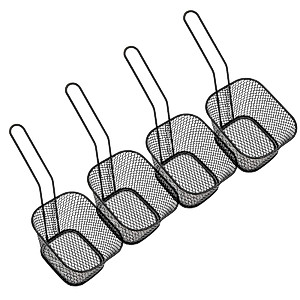 4Pcs Square Fry Basket, Stainless Steel French Fries Holder Fried Food Table Serving Net Strainer Kitchen Cooking Tools(Black)