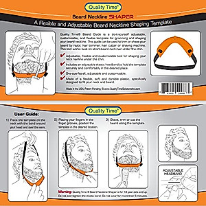 Quality Time Beard Neckline Shaper Guide; Hands-Free, Flexible, Adjustable, Beard Template, Do-it-yourself Neck Haircut Tool, Beard Lineup Shaping Guard/Stencil, Made in USA, Patented.