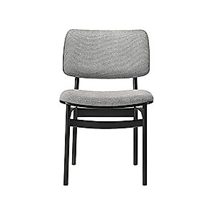 Armen Living Lima Wood Dining Accent Chairs Finish Fabric-Set of 2, 20" Wide, Black/Grey
