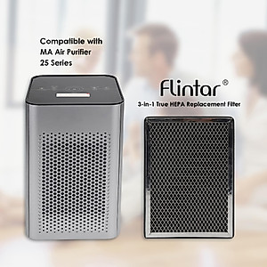 Flintar True HEPA Replacement Filter, Compatible with MA Air Purifier 25 Series, 3-in-1 Pre-filter, H13 True HEPA and Activated Carbon Filter Set, 2-Filters