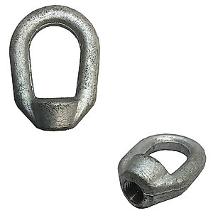 DBM IMPORTS 2 PC Bail 5/16" x 3/8" Tap Thread Eye Nut Hot Dipped Galvanized Drop Forged Carbon Steel 1,250 Lbs WLL