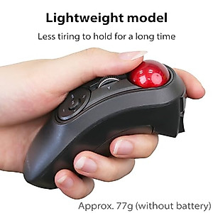 ELECOM Relacon Handheld Trackball Mouse, Thumb Control, Left Right Handed Mice, Bluetooth, 10-Button Function, Ergonomic Design, Optical Gaming Sensor, Smooth Red Ball, Windows11, macOS (M-RT1BRXBK)