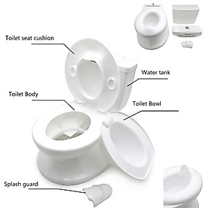 XKMT- Baby Kids Portable Potty Training Toilet with Life-Like Flush Button & Sound for Toddlers Kids, White [P/N: ET-BABY004-WHITE]
