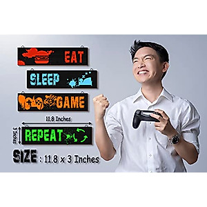 Chuniff 4 Pieces Gamer Room Décor, Gaming Décor for Boys Room, Video Game Room Wall Decoration for Boys, 11.8 * 3 inches