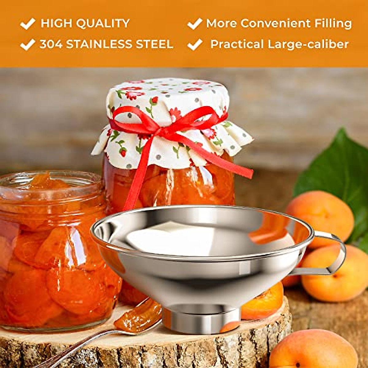 Pisol Canning Funnel for Kitchen Use, Wide Mouth Stainless Steel Funnel for Wide and Regular Mouth Mason Jar, Food Grade Metal Funnel for Filling Bottle, Large Funnel for All Liquid and Solid