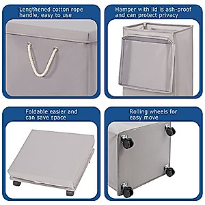 STORAGE MANIAC Rolling Laundry Hamper, 80L Tall Laundry Basket on Wheels, XL Dirty Clothes Hamper with Handle, Freestanding Clothes Hamper for Dorms, Bedroom, Bathroom, Living Room - With Lid Grey