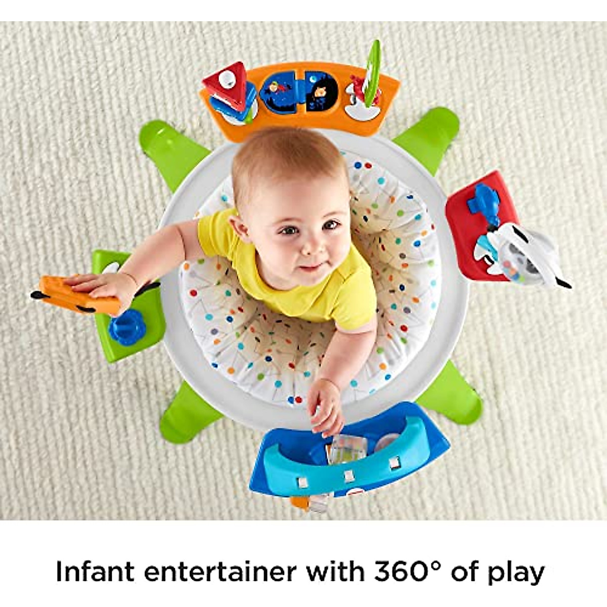 Fisher-Price Baby to Toddler Toy 3-In-1 Spin & Sort Activity Center and Play Table with Playmat and 10+ Activities, Retro Roar