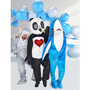 Costume Agent Left Shark Perry Live Dancing Mascot Zip Jumpsuit Halloween Cosplay (Blue)