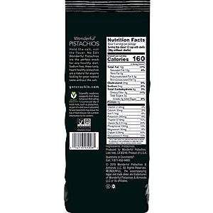 Wonderful Pistachios In Shell, Roasted with No Salt Nuts, 16 Ounce Bag, Protein Snack, On the Go Healthy Snack (16 oz)
