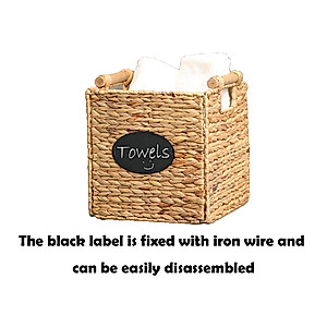 Ellinia Wicker Storage Basket, Water Hyacinth Storage Cube for Shelves, Large Woven Laundry Organizer, Hand Woven Storage Bins, 11 x 11 x 11.8 Inch, 4 - Pack