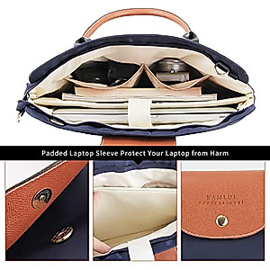 Kamlui 15.6 Inch Laptop Bag for Women,Computer Bag Waterproof Canvas Laptop Shoulder Messenger Female Laptop Sleeve Case for Macbook Pro Air HP Dell,(Blue)