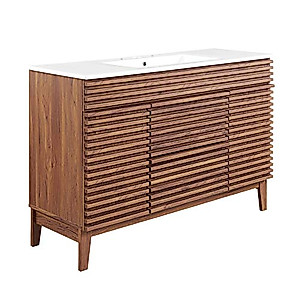 Modway Render Vanity Floor, Single Sink, Walnut White