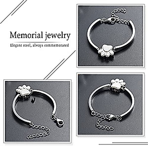 Stainless Steel Paw Print Urn Bracelet Memorial Ash Keepsake Cremation Jewelry Dog Ashes Bracelet