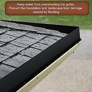 BJADE'S Gutter Valley Splash Guard,6 Pcs Aluminum Roof Valley Splash Shield Gutter Guard.for Straight,Flat Roofs,Corner,10 inch Each,Black