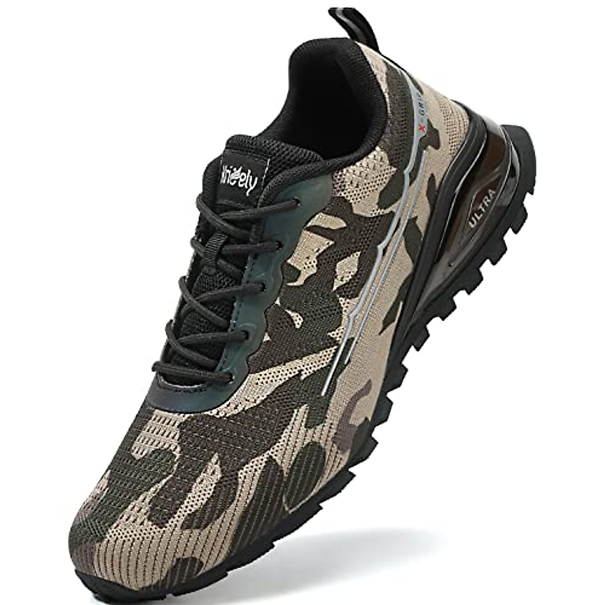 Kricely Men's Trail Running Shoes Fashion Hiking Sneakers Lightweight Tennis Cross Training Shoe Camouflage Non-Slip Walking Footwear Size 9.5