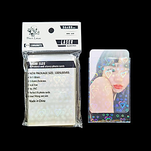 Black Lotus 100 PCS Top Loading Sweet Heart Shaped Holographic Card Sleeves, Cute Foil Holo Shinny Card Protector for Kpop/BTS/Idol/TCG/CCG Standard Sized/Japanese Sized Cards Cover (56x88mm), Clear