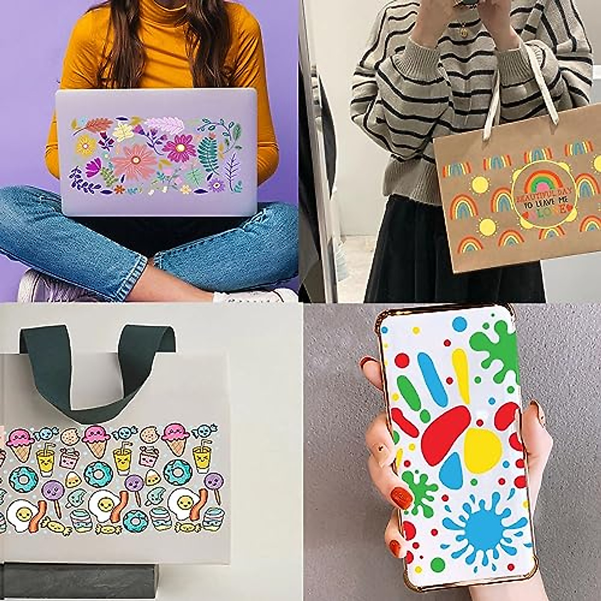 Myhiju 5 Sheets UV DTF Transfer Sticker for 16OZ Libbey Glass Cups, UV DTF Cup Wrap Transfer Cup Stickers Clear Film Transfer Paper Mug Stickers Waterproof DIY Rub on Transfers for Crafts Decals (Style3)