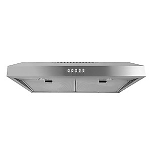Hauslane | Chef Series PS16 30" Under Cabinet Range Hood, Stainless Steel | Contemporary Modern Design, Mechanic Button Control, Aluminum Filters, LED Lamps, 4-Way Venting Options