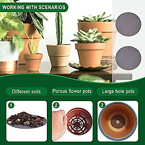 RAMFIYN Round Flower Pot Hole Mesh Pad, Soft Bonsai Pots Bottom Grid Mat Mesh, 2 inch Garden Drainage Mesh Hole Screens Mesh Pots, Anti-Corrosion Breathable Gasket 60pcs