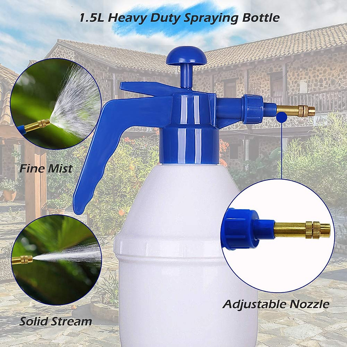 Cosywell Hand Pressure Pump Sprayer Water Spray Bottle for Plants 0.4 Gallon Car Wash Sprayer Adjustable Nozzle for Lawn Garden Home Cleaning Solutions Car Detailing Washing 51oz /1.5L