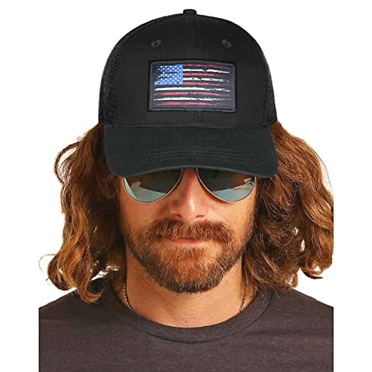 American Fish Flag Trucker Hats - Fishing Gifts for Men - Outdoor Snapback Fishing Hats Perfect for Camping and Daily Use