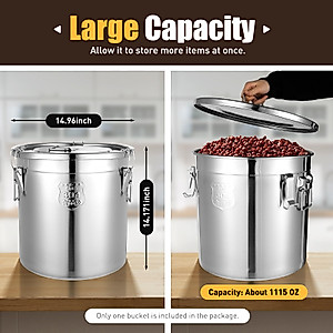 GXFCHYL Stainless Steel Airtight Canister for Kitchen, Rice Cereal Grain Canisters Container with Handles and Lid for Household Kitchen Food (33, Cylinder, 1, JJFTBLC3WDHS8-SHA)
