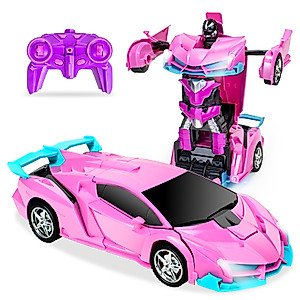 Transform Remote Control Car Toys for 3 4 5 6 7 8+ Year Old Boys Girls - 1:18 Rc Car Transformation Robot with One-Button Deformation & 360° Rotating Drifting, Cool Toys Gifts Transforming Robot Car