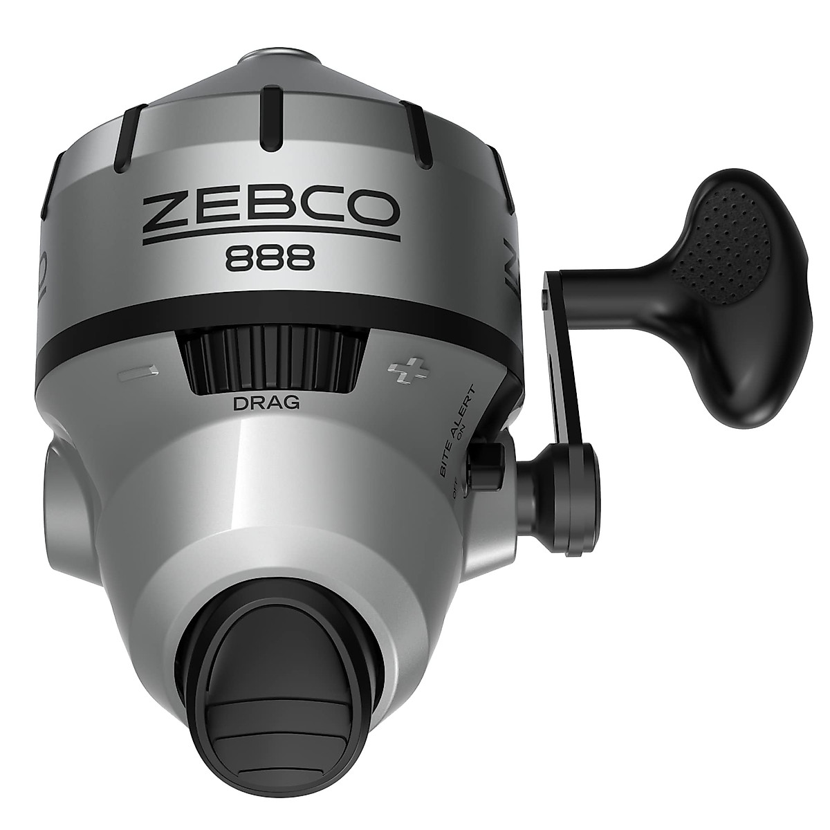 Zebco 888 Spincast Fishing Reel, Size 80 Reel, Changeable Right- or Left-Hand Retrieve, Built-in Bite Alert, 2.6:1 Gear Ratio, Pre-spooled with 25 lb Zebco line, Silver