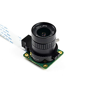 Waveshare Industrial Wide Angle Lens with 6mm Focal Length 63° Field Angle and CS-Mount Compatible with Raspberry Pi HQ Camera