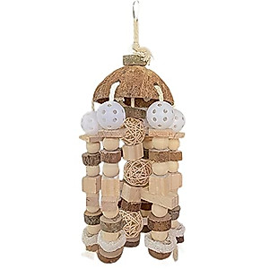 AIRUIFENG Bird Parrot Toy, Large Parrot Toy Natural Wood Blocks Chewing Toy for African Grey Cockatoos Amazon Conure Eclectus Medium Large Parrot Birds