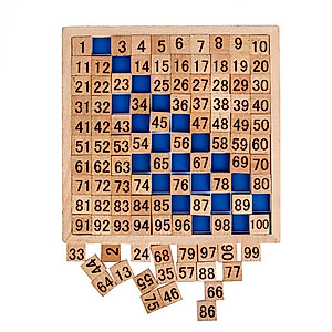 MAKEGELD Wooden Toys Hundred Board 1-100 Consecutive Numbers Wooden Educational Game for Kids with Storage Bag, W8.26 L8.26inches