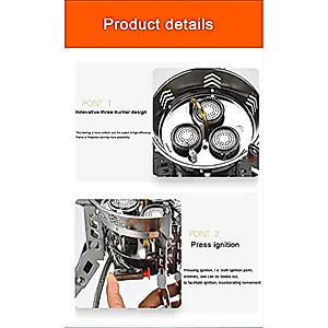 LIZHOUMIL 6800W Windproof Camping Gas Stove, Portable Outdoor Camp Stove with Fuel Canister Adapter, Stainless Steel Backpacking Stove for Camping Hiking Picnic Mountaineering Fishing Silver
