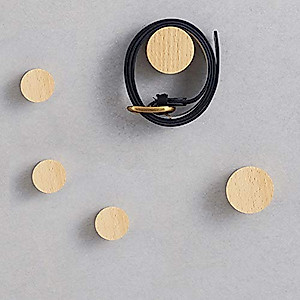 Wooden Coat Hook Dot Round Hangers, 5 Pack Natural Wall Mounted Clothes Scarf Hat and Bag Storage Hangers Towel Rack Bedroom Decoration, (2 Pack Large Size,3 Pack Small Size)