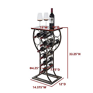 Kings Brand Furniture - Freestanding Wine Rack Stand Storage & Display Holder - Holds 11 Bottles, Brushed Gold Finish