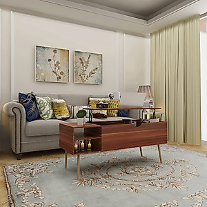 ARMCONE Lift Top Coffee Table with Storage, Mid Century Coffee Table for Living Room, Rustic Coffee Table Large Modern Wooden Table with Wood Legs, 41"x20"18", Walnut