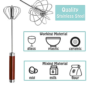 Semi-automatic Whisk, Stainless Steel Egg Beater, Hand Push Rotary Whisks Mixer Stirrer for Making Cream, Whisking, Beating and Stirring (3 Color)