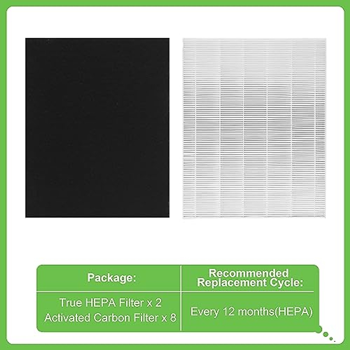 Hichoryer D360 True HEPA Replacement Filter D3, Compatible with Winix D360 Air Purifier, Part Number 1712-0101-02, 2 H13 True HEPA Filters & 8 Activated Carbon Filters