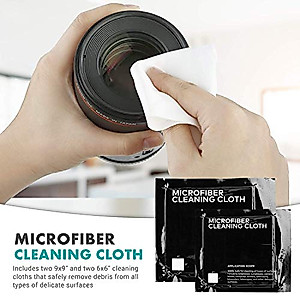 Movo Deluxe Essentials DSLR Camera Cleaning Kit with 10 APS-C Cleaning Swabs, Sensor Cleaning Fluid, Rocket Air Blower, Lens Pen, Soft Brush, 2X Small and 2X Large Microfiber Cloths and Carrying Case