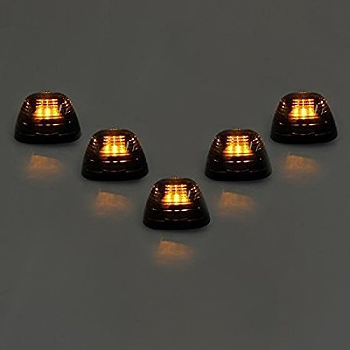 5pcs Smoke Lens With Amber LED Cab Roof Marker Lights, Roof Top Lamp Running Light Replacement Accessories For Ford 1999-2016 F150 F250 F350 F450 F550 Super Duty Pickup Trucks SUV
