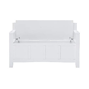 Linon White Bench Cynthia Flip-Top Lid and Hidden Storage Space