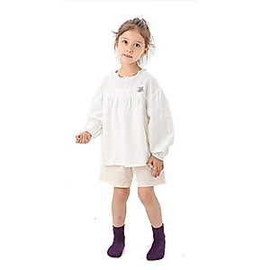 EPEIUS Baby Thermal Socks Toddler Girls Soft Thick Warm Crew Socks with Grip Brushing Inside Non-skid/slip Socks 5 Pair Pack,Black/Blue/Red/Purple/Violet,2-4 Years